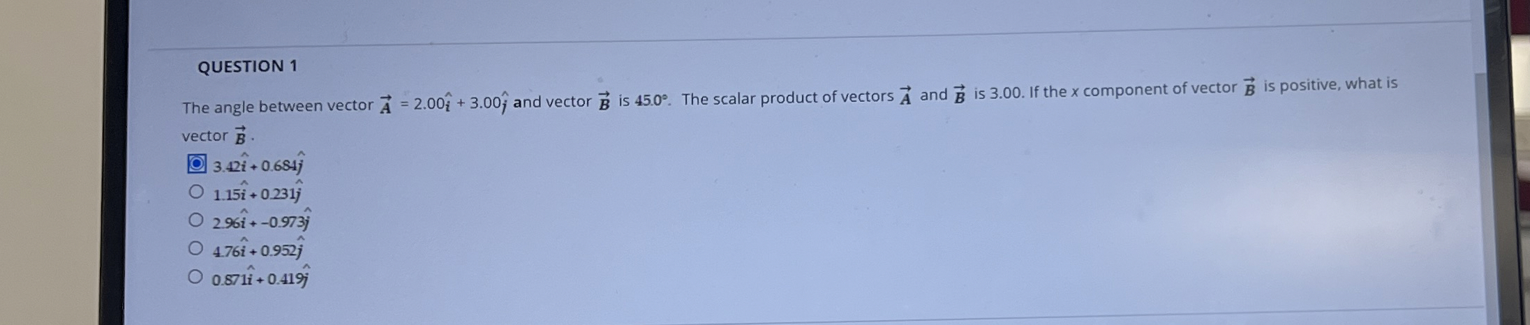 Solved QUESTION 1The angle between vector | Chegg.com