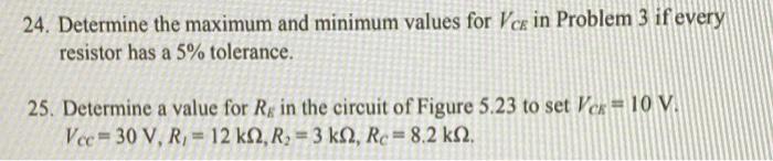 Solved 24. Determine the maximum and minimum values for Vck | Chegg.com