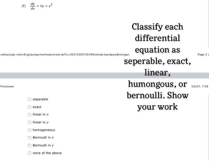 Solved - 6y + y? | Chegg.com
