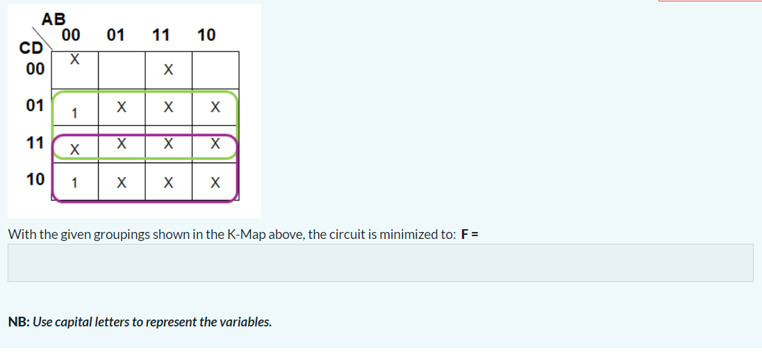 Solved With the given groupings shown in the K-Map above, | Chegg.com