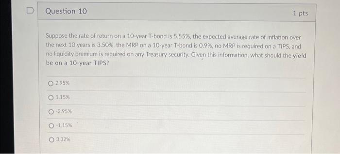Solved Suppose the rate of return on a 10-year T-bond is | Chegg.com