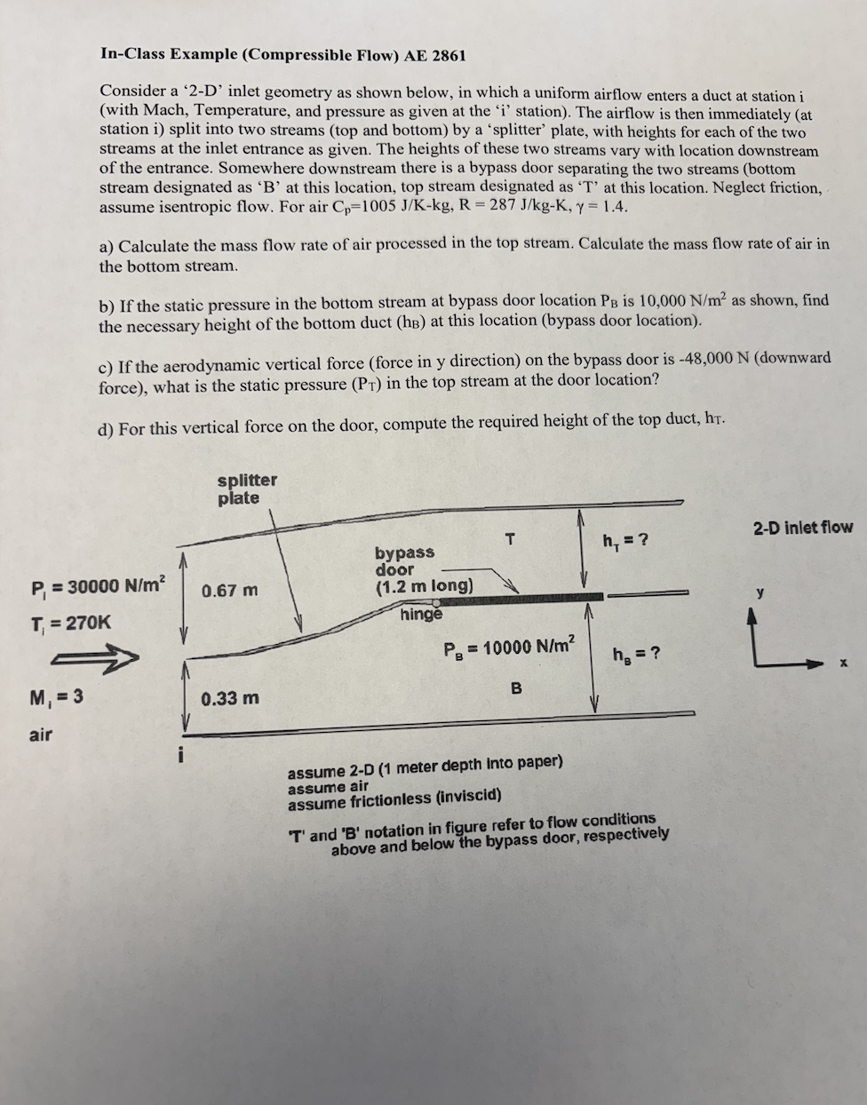 Solved In-Class Example (Compressible Flow) ﻿AE 2861Consider | Chegg.com