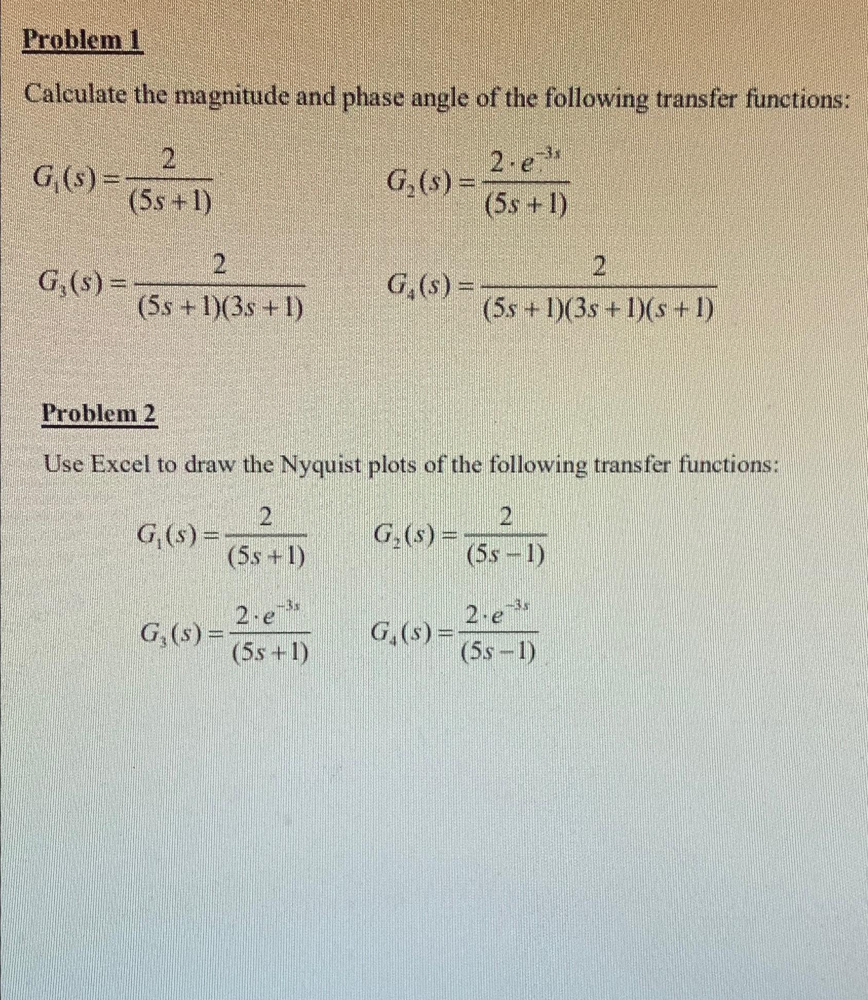 Solved Problem 1Calculate the magnitude and phase angle of | Chegg.com