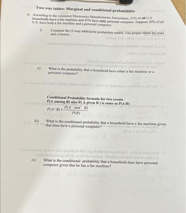 Solved Two way tables- Marginal and conditional | Chegg.com