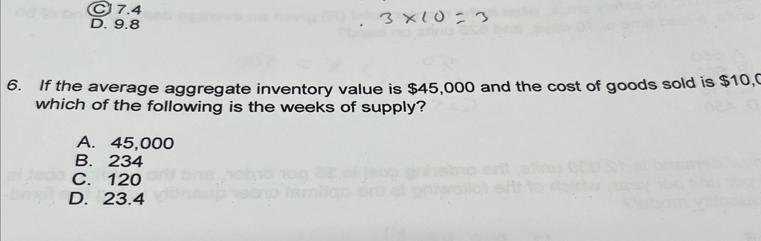 Solved (C) 7.4D. 9.83×10=3If the average aggregate inventory | Chegg.com
