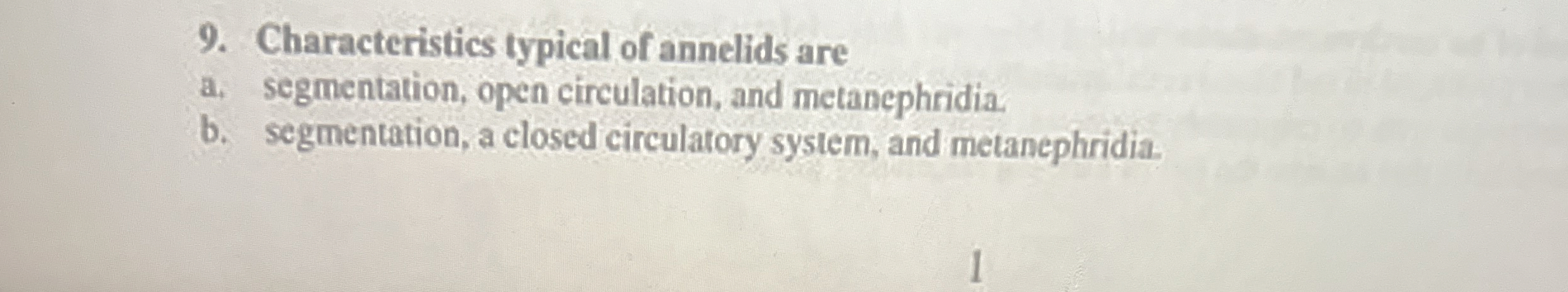 Solved Characteristics typical of annelids area. | Chegg.com