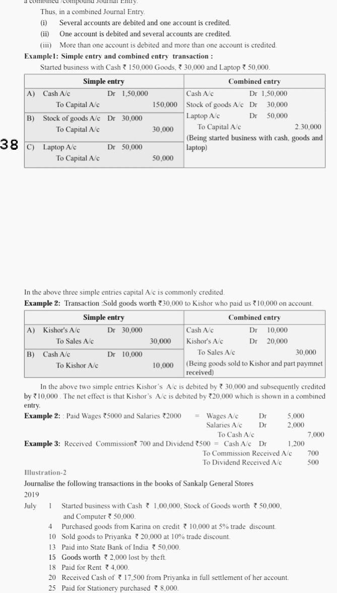 Solved COM compound Journal Entry Thus, in a combined | Chegg.com