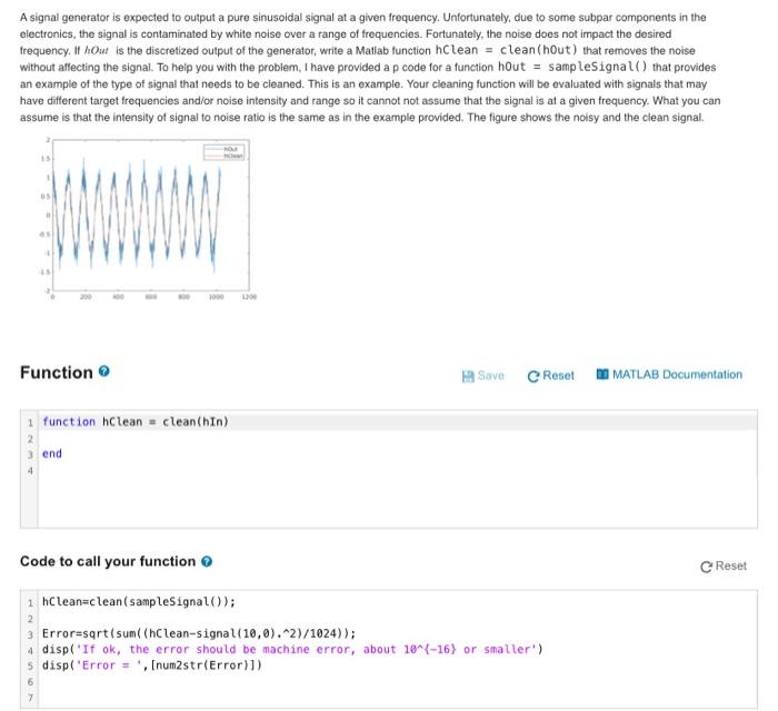 Solved A signal generator is expected to output a pure | Chegg.com