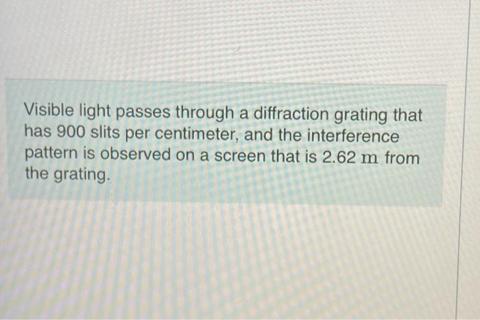 Solved Visible light passes through a diffraction grating | Chegg.com
