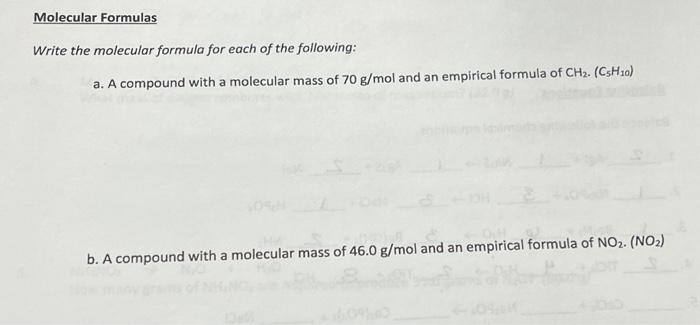 Solved Molecular Formulas Write the molecular formula for | Chegg.com
