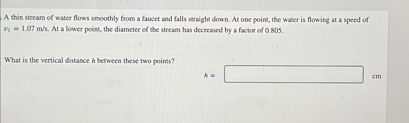 Solved A thin stream of water flows smoothly from a faucet | Chegg.com
