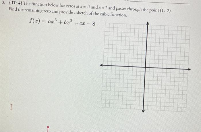 Solved \{TI: 4} The function below has zeros at x=−1 and x=2 | Chegg.com