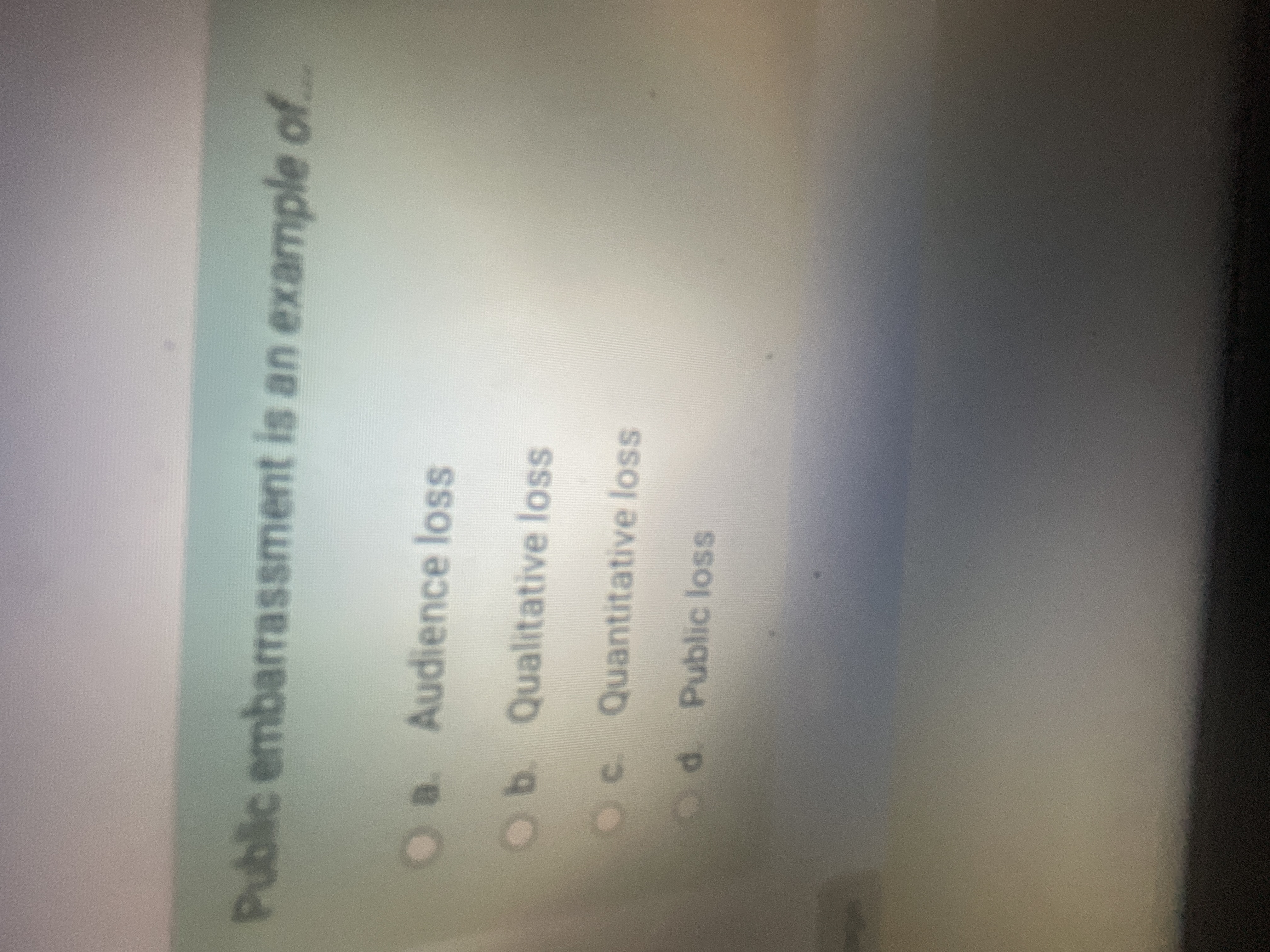 Solved Public embarrassment is an example of*. ﻿Audience | Chegg.com