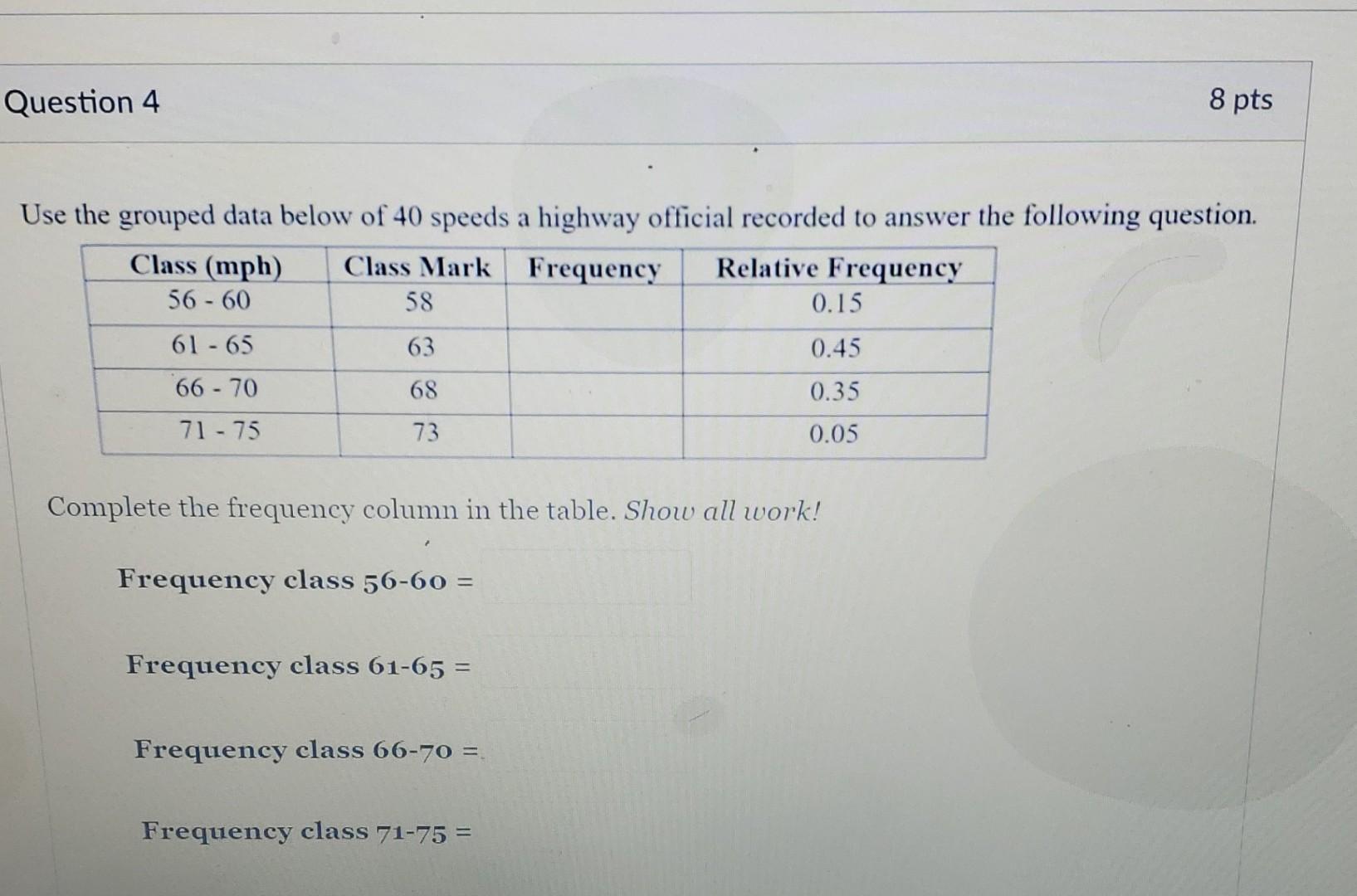 Solved es uctional 1 Question 4 Use the grouped data below | Chegg.com