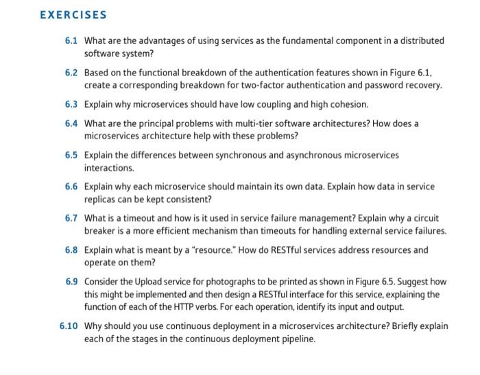 Solved 6.1 What are the advantages of using services as the | Chegg.com