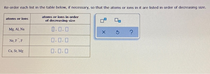 Solved Re-order each list in the table below, if necessary, | Chegg.com