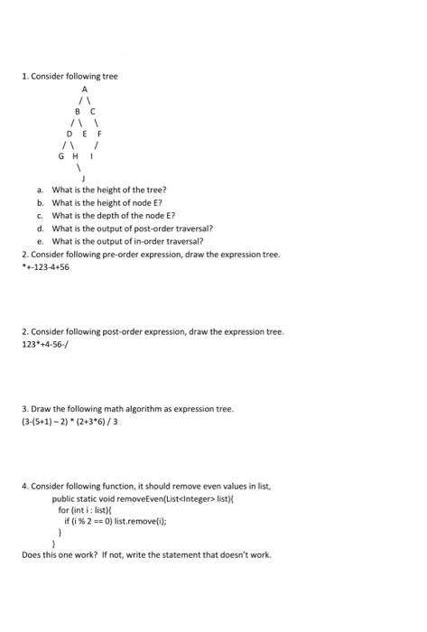 Solved 1. Consider following tree A / в с DEF GH a. What is | Chegg.com