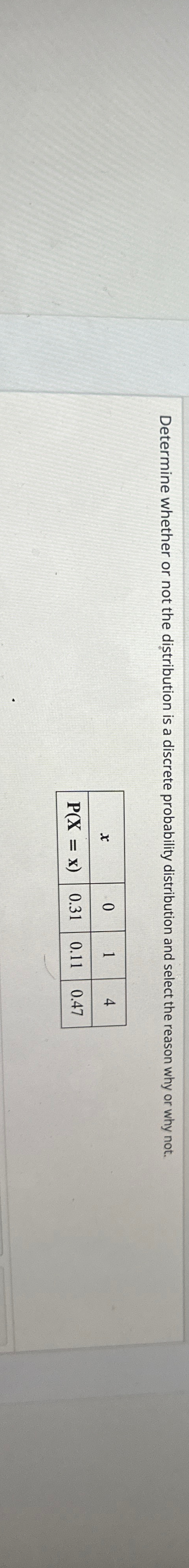 Solved Determine whether or not the distribution is a | Chegg.com