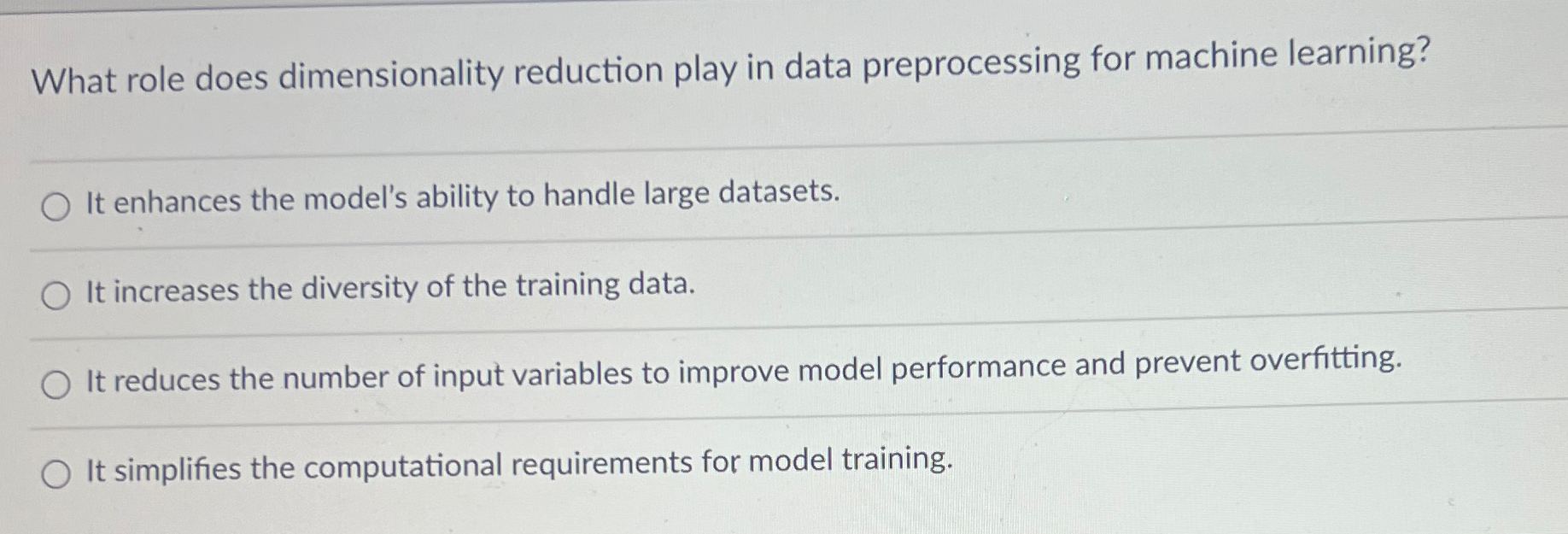Solved What role does dimensionality reduction play in data | Chegg.com