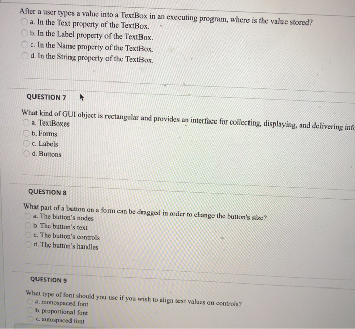 Solved After a user types a value into a TextBox in an | Chegg.com