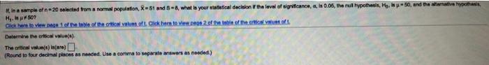 Solved in a sample of n20 selected from a normal population, | Chegg.com