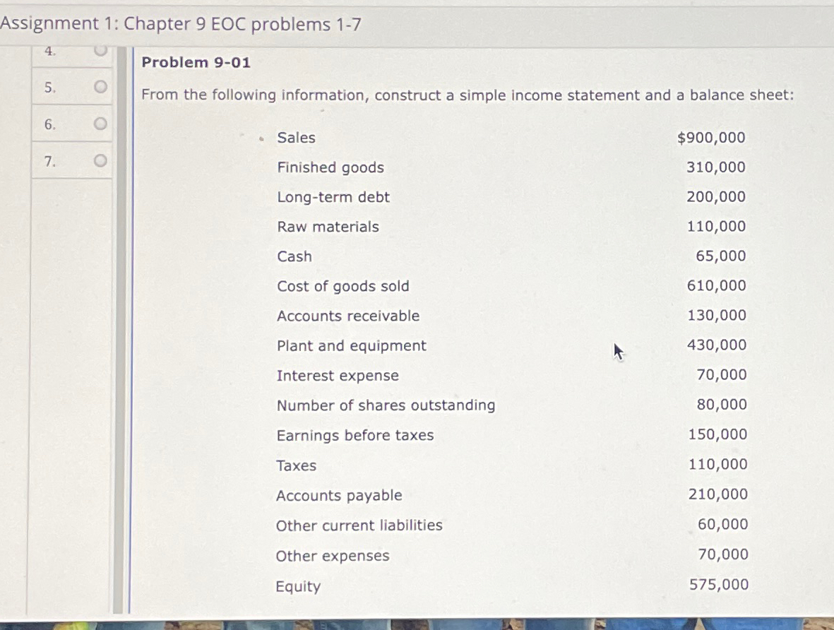 Solved Assignment 1: Chapter 9 ﻿EOC problems 1-74. ﻿Problem | Chegg.com