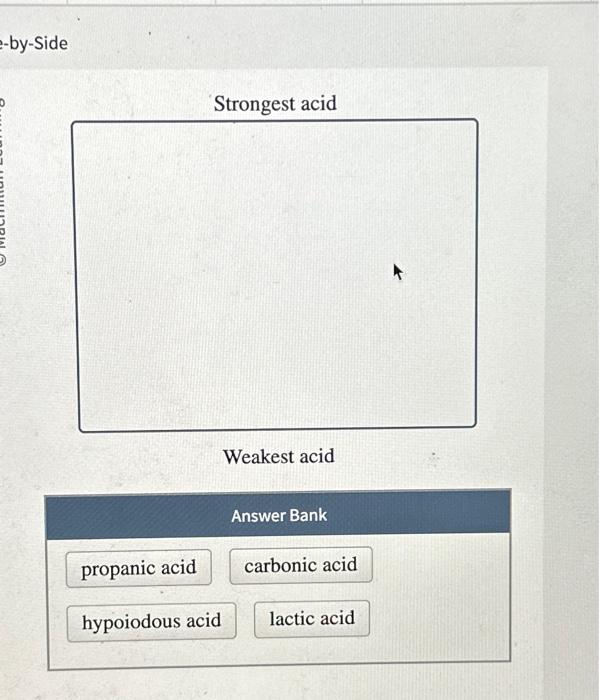 Solved Weakest acidWeakest acidThe table contains the pKa | Chegg.com