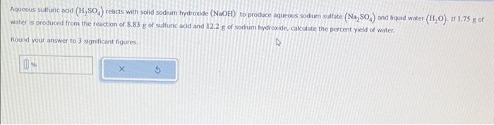 Solved Aqueous sulfunc acid (H2SO4) reacts with solud sodium | Chegg.com