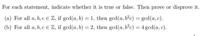 Solved For each statement, indicate whether it is true or | Chegg.com