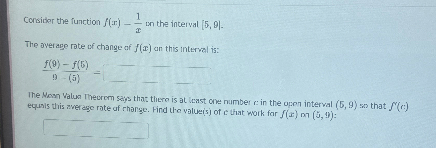 Solved Consider the function f(x)=1x ﻿on the interval | Chegg.com
