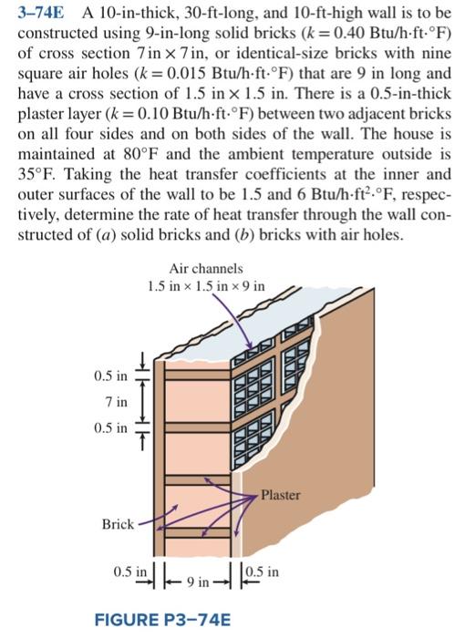 Solved 3-74E A 10-in-thick, 30-ft-long, and 10-ft-high wall | Chegg.com