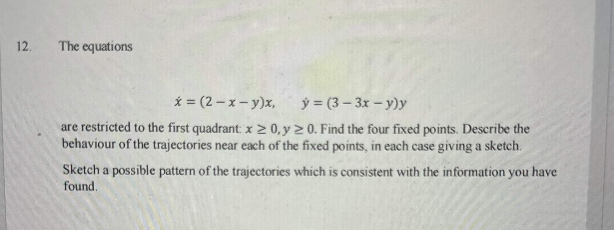 Solved The equationsx˙=(2-x-y)x,y˙=(3-3x-y)yare restricted | Chegg.com
