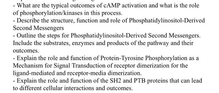 Solved - What are the typical outcomes of cAMP activation | Chegg.com