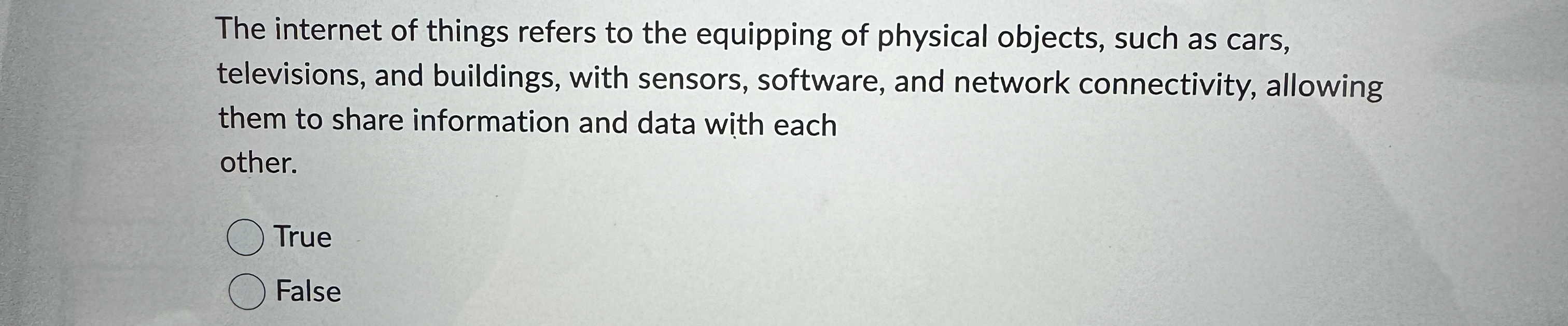Solved The internet of things refers to the equipping of | Chegg.com