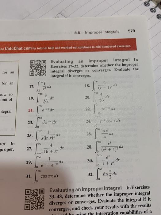 Solved 8.8 579 Improper Integrals Fee CalcChat.com for | Chegg.com