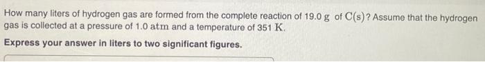 Solved How many liters of hydrogen gas are formed from the | Chegg.com