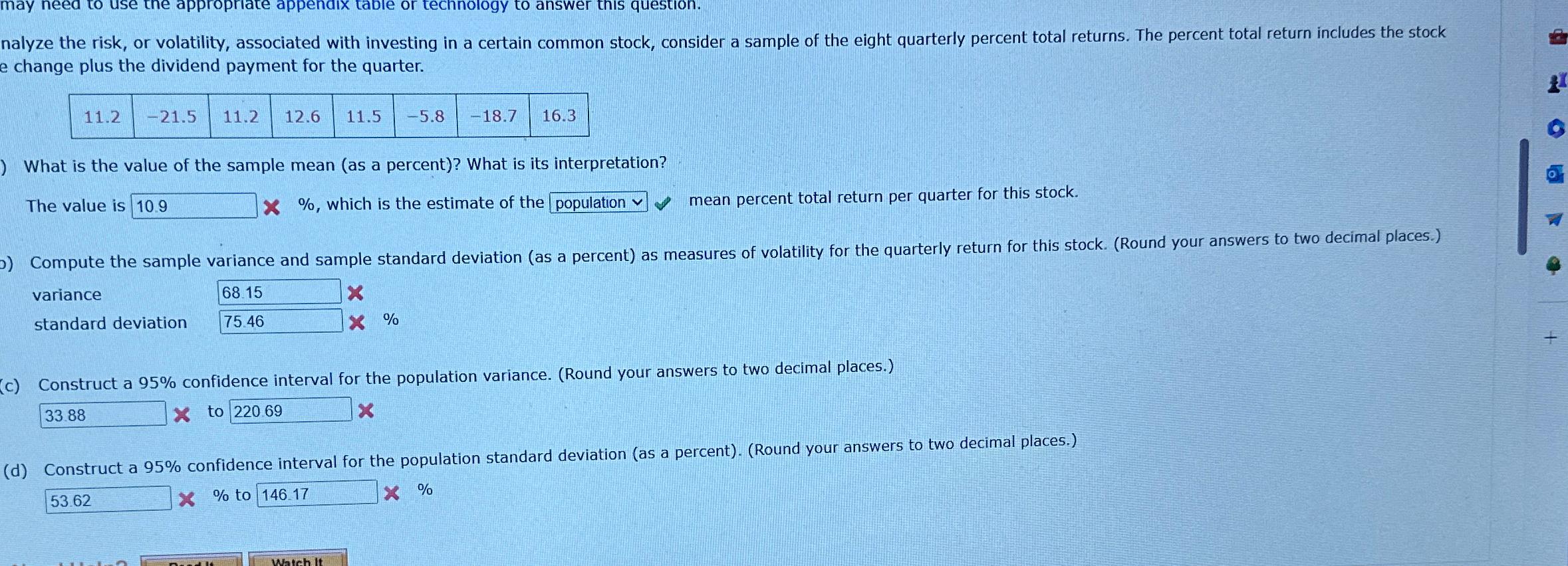 Solved nalyze the risk, or volatility, associated with | Chegg.com