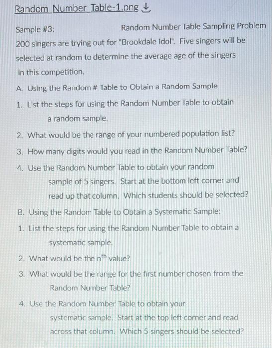 Solved Random Number Table-1.png ↓ Sample \#3: Random Number | Chegg.com