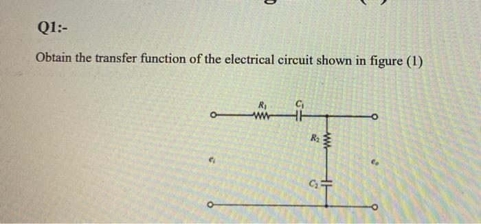 Solved Obtain the transfer function of the electrical | Chegg.com