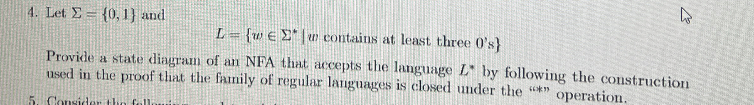 Solved Let Σ={0,1} ﻿andL={winΣ**|w ﻿contains at ﻿least three | Chegg.com