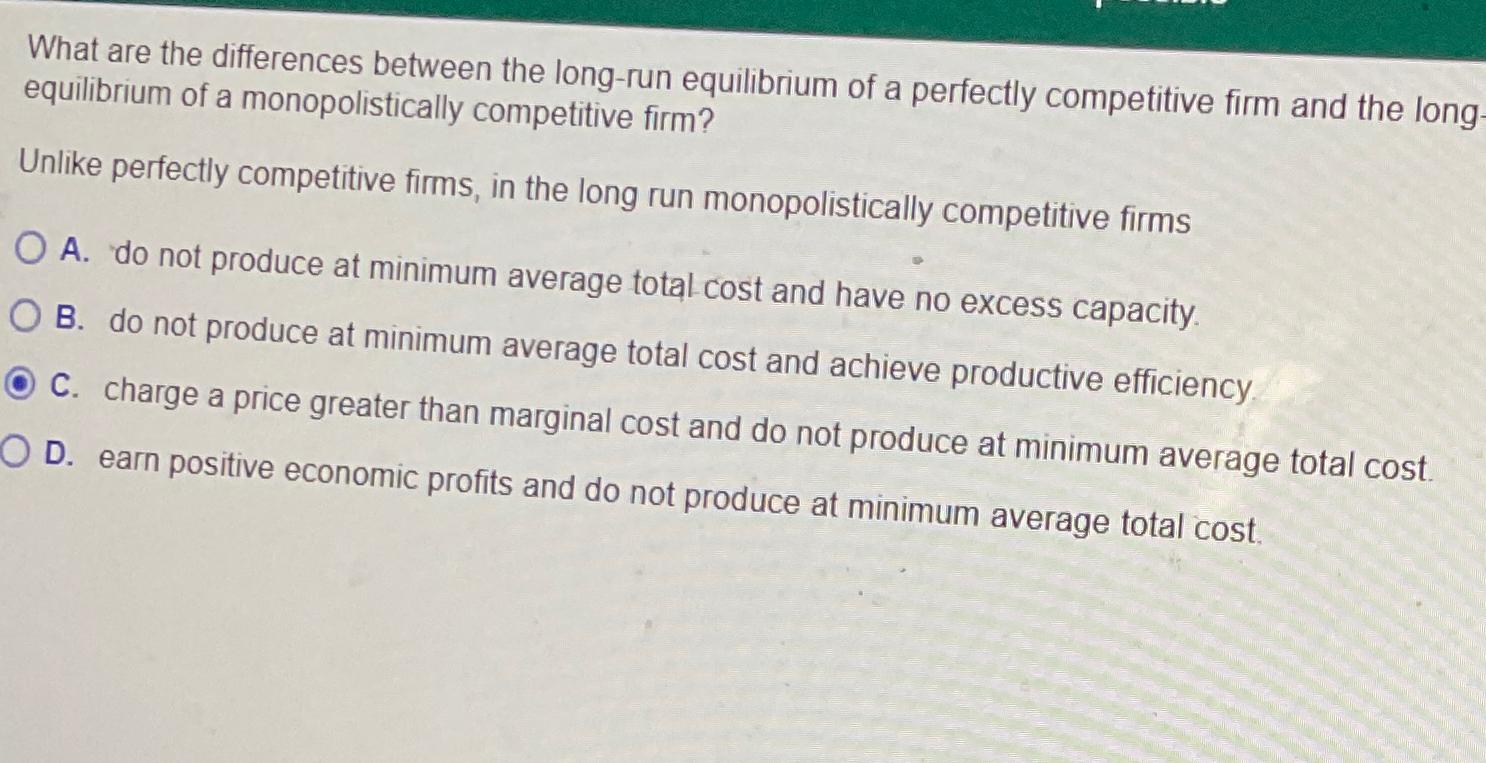 Solved What are the differences between the long-run | Chegg.com