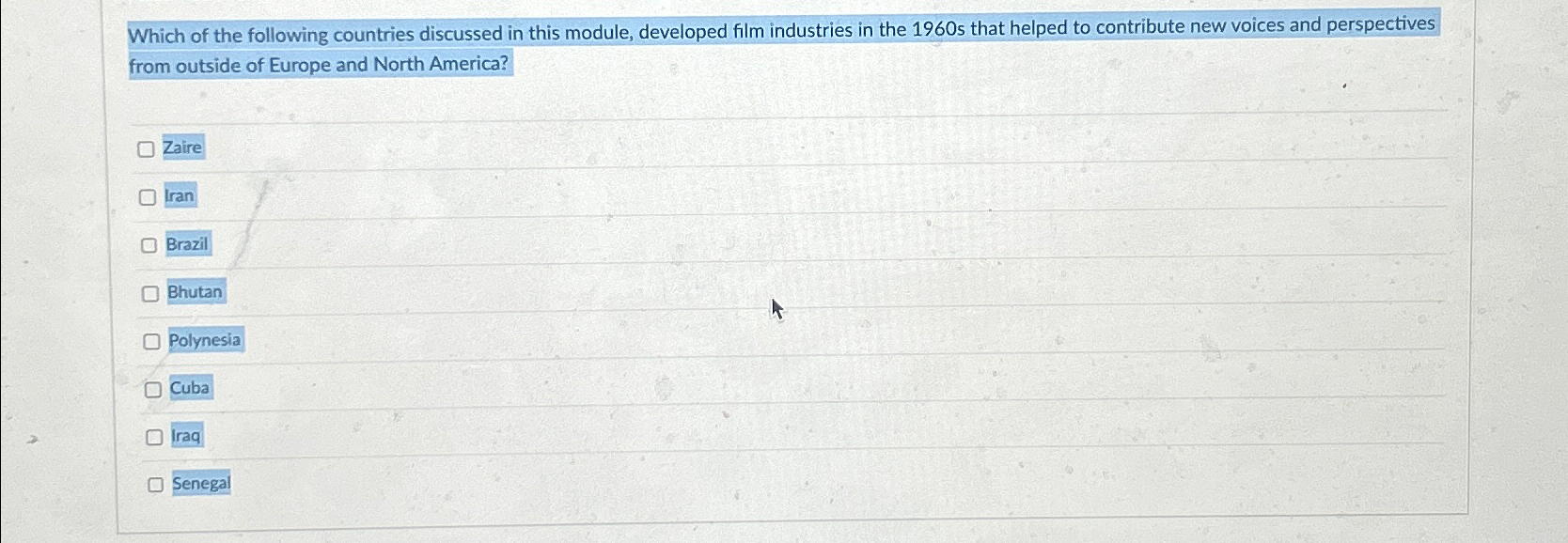 Solved Which of the following countries discussed in this | Chegg.com