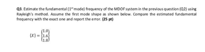 Q3. Estimate the fundamental (1" mode) frequency of | Chegg.com