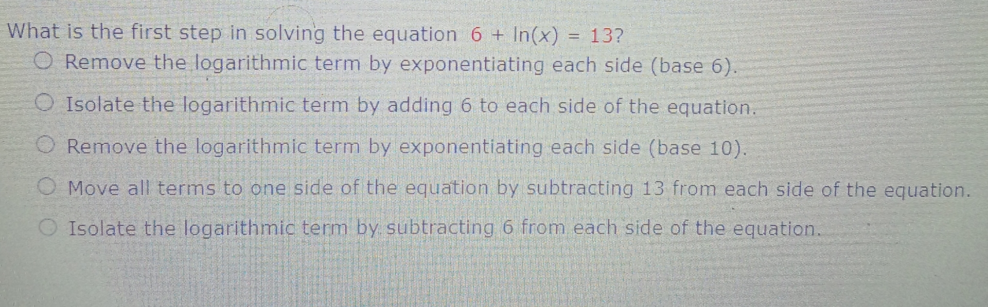 Solved What is the first step in solving the equation | Chegg.com