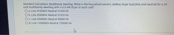 Solved Standard Calculation: Multifamily Dwelling. What is | Chegg.com