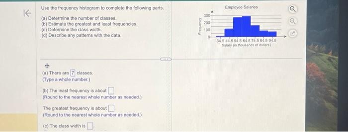 Solved Use the frequency histogram to complete the following | Chegg.com