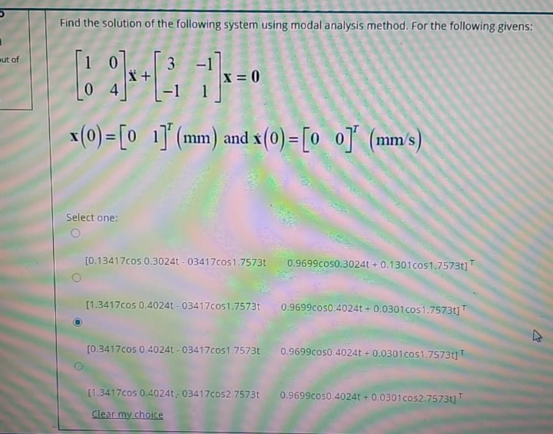 Solved Find the solution of the following system using modal | Chegg.com