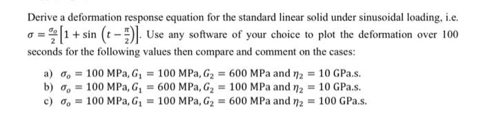Derive a deformation response equation for the | Chegg.com