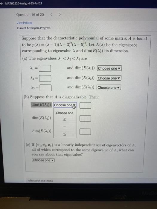 Solved + MATH2220-Assign4-55-Fall21 Question 16 of 20 > View | Chegg.com