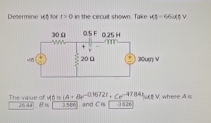 Solved Determine ut ﻿for t>0 ﻿in the circuit shown. Take | Chegg.com